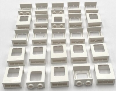 Lego 25 New White Windows 1 x 2 x 2 Planes Train Town City Pieces With ...