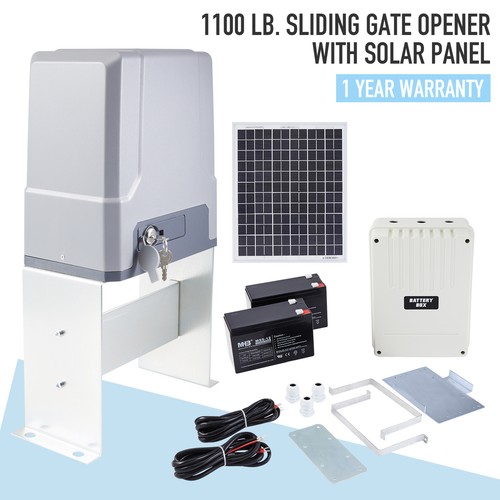 CO-Z Power Sliding Gate Opener 1100lb Electric w/ Solar Panel Remote ...
