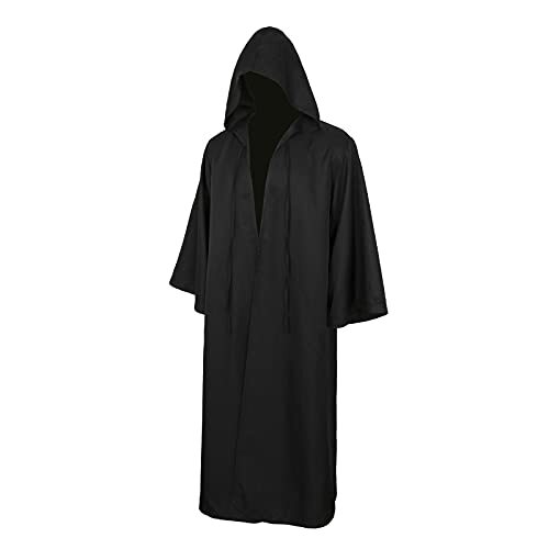 Men Tunic Hooded Robe Cloak Knight Gothic Fancy Dress Halloween ...