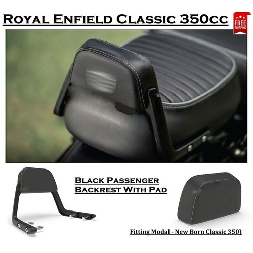 Royal Enfield Passenger Backrest Mounts & Backrest Pad BLACK For NEW ...