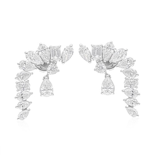 3.70 Ct Lab Grown CVD Multi Shape Diamond Earrings Gift 18k White Solid ...