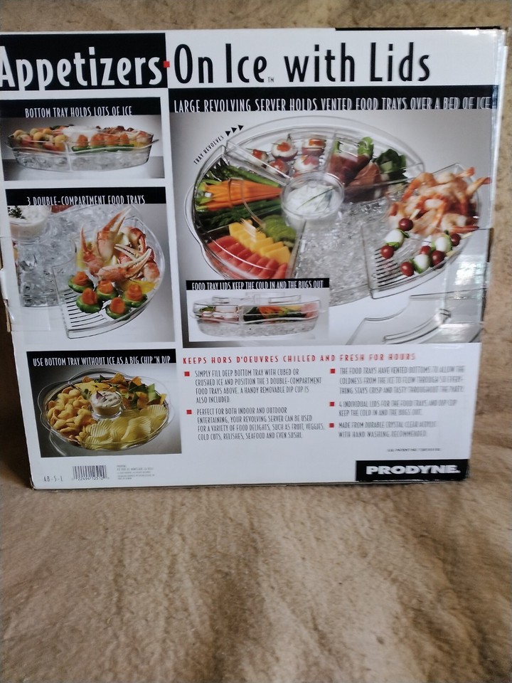 New Amazing Appetizers On Ice with Lids Revolving Tray from Prodyne | eBay