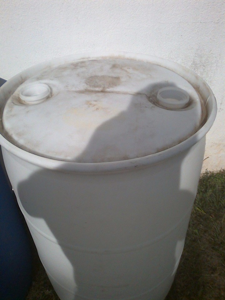 NO SHIPPING 1 white 55 gallon plastic non food grade barrel /drum ...