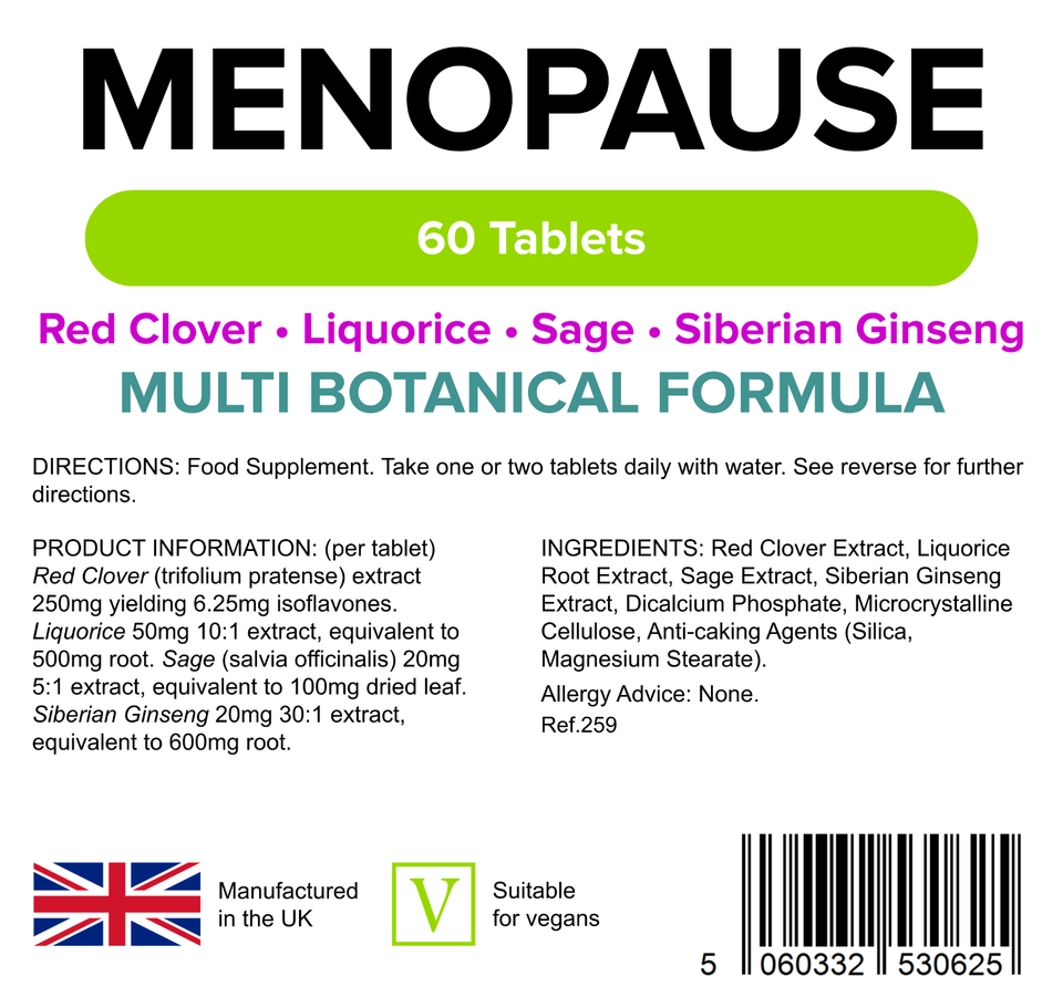 Menopause formula; Red Clover, Liquorice, Sage Leaf (Ossett Herbal ...