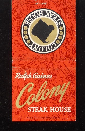 1960s Ralph Gaines Colony Steak House 5600 N. Central Kansas City MO ...