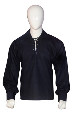 Men’s Scottish Jacobite Ghillie Kilt Highland Shirt Long Sleeve Lace Up ...