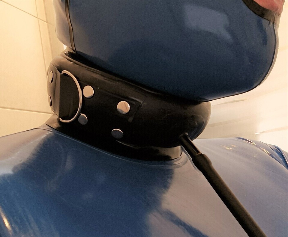 Inflatable neck corset Black Latex Neck Corset Collar Hood Inflate with ...