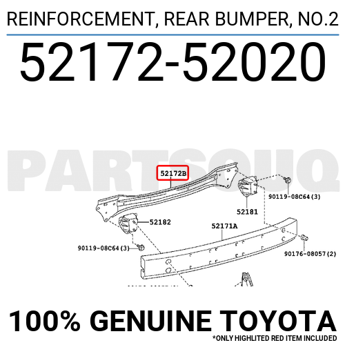 5217252020 Genuine Toyota REINFORCEMENT, REAR BUMPER, NO.2 52172-52020 ...