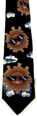 You Are My Sunshine Men's Silk Necktie Golden Sun Clouds Weather Black ...