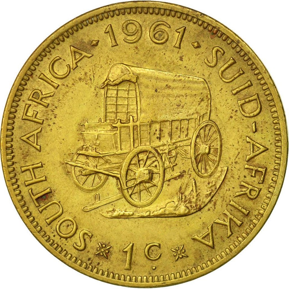 South Africa | 1 Cent Coin | Founder of Cape Town | Wagon | Km:57 ...