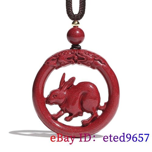 Cinnabar Zodiac Tiger Rabbit Pendant Sweater chain Red hollowing out ...