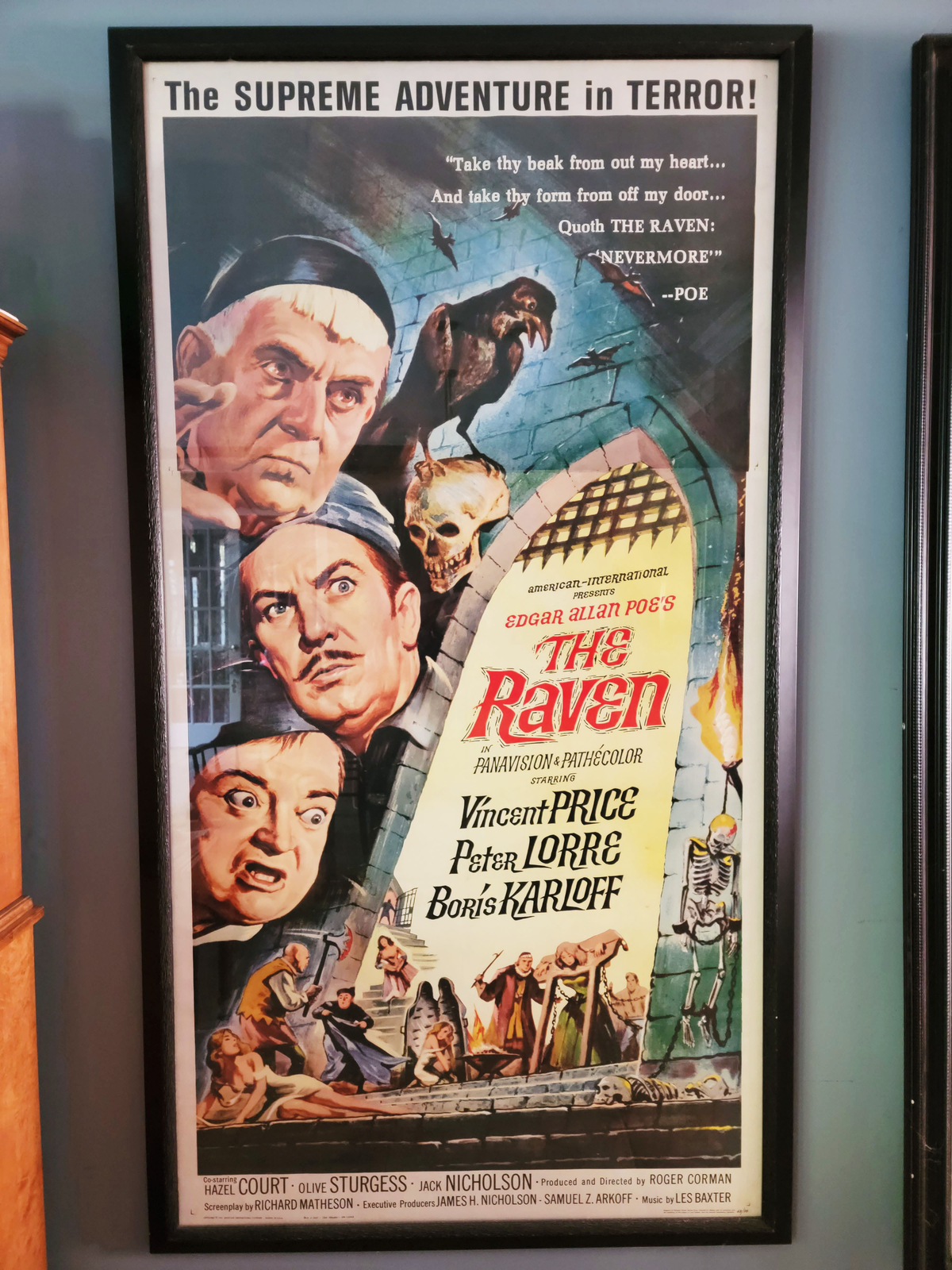 THE RAVEN VINCENT PRICE BORIS KARLOFF HORROR VINTAGE 1963 3-SHEET U.V ...
