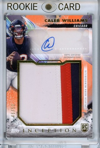 Caleb Williams 2024 Topps Inception Orange Patch Auto /50 Rookie RPA ...
