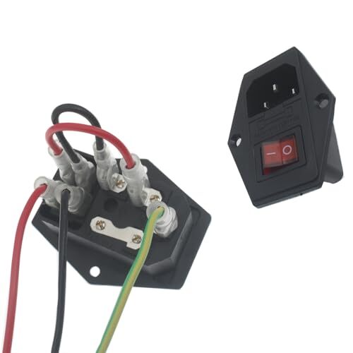 15A 250V Rocker Switch Power Socket, Inlet Module Plug 3-Pin 5A Fuse 3D ...