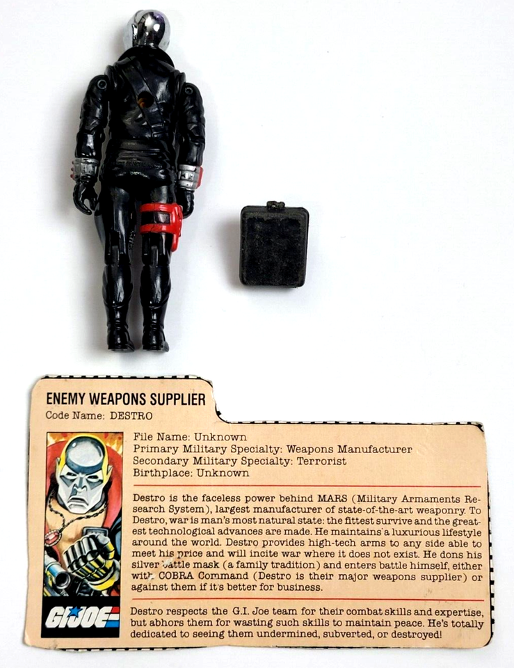 DESTRO WITH FILE CARD & WEAPON (1983) G.I. JOE 3.75 VINTAGE REAL ...