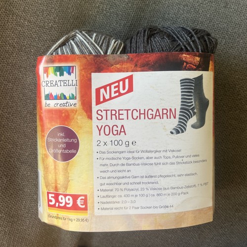 Createlli stretchgarn yoga sock Yarn 2 x 100g grey mix gradient pattern ...