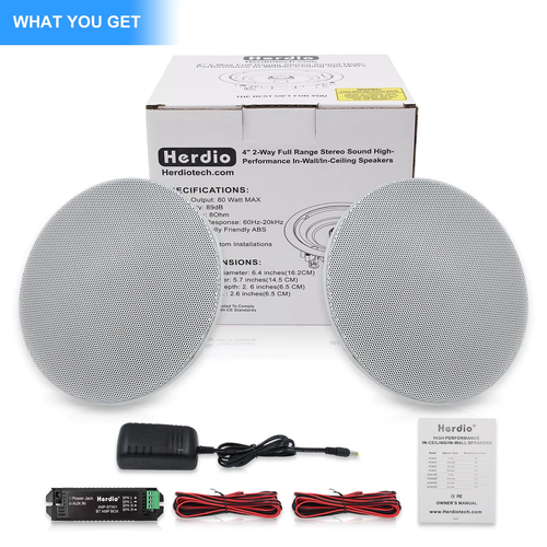 4 Inch Flush Mount Two-Way Stereo Ceiling Bluetooth Speaker for Indoor ...