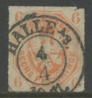 Germany-PRUSSIA Sc#16 1861 6pf Orange Used with Ironed Out Crease | eBay