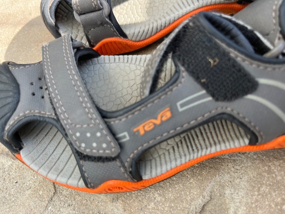 Teva Sandales Outdoor Enfant Gris Orange Velcro Sport (UK2) | eBay