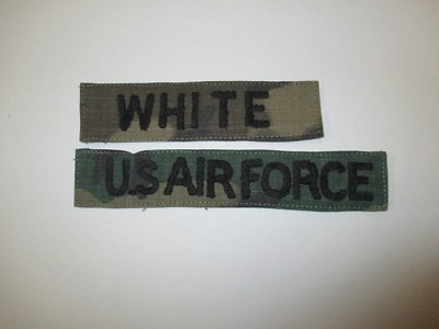 b6512 US Air Force USAF Name Tapes US Air Force White on Woodland camo ...
