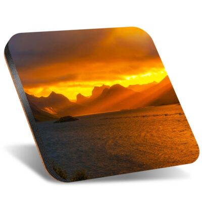1x Square Coaster 12cm Dramatic Sunset Mountains #50776 | eBay UK