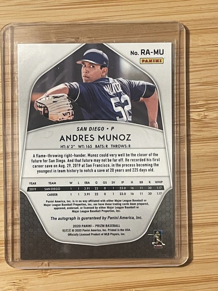 2020 Panini Prizm Andres Munoz Rookie Autograph #RA-MU | eBay