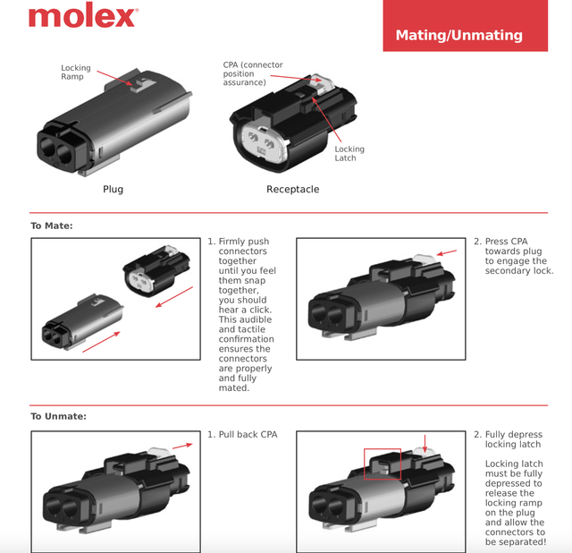40 Amps Molex 2 Pin Connector 8 AWG W/ CPA Waterproof Kit Mx150l for ...
