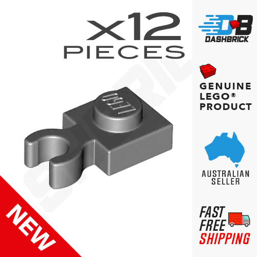 12x LEGO® Plate, Modified 1 x 1, Open O Clip (Vertical Grip), Dark Grey ...