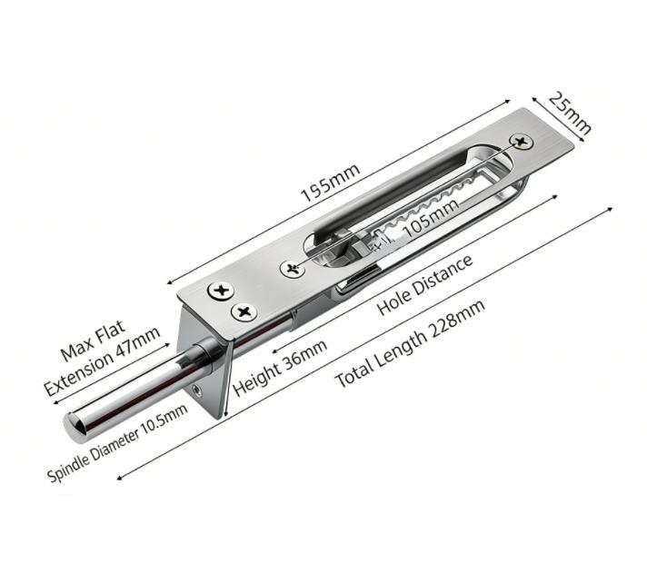6 Inch Concealed Door Latch Stainless Steel for Wood For Fire Passage ...