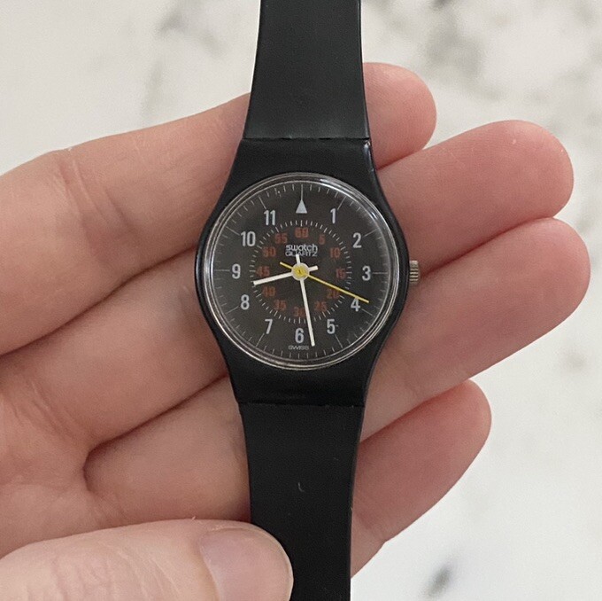 Vintage 1985 Swatch Watch Women's Nicholette LB105 Black With Battery ...
