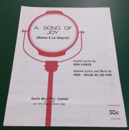 A Song Of Joy (Himmo A La Alegria) ©1970- Vintage Sheet Music | eBay ...