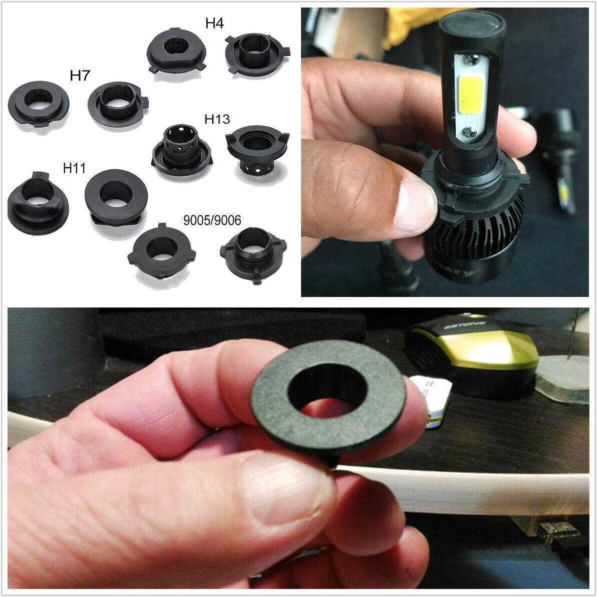 10Pcs S2 9005/9006 LED Headlight Holder Base For LED H4 H3 H1 H11 H13 ...