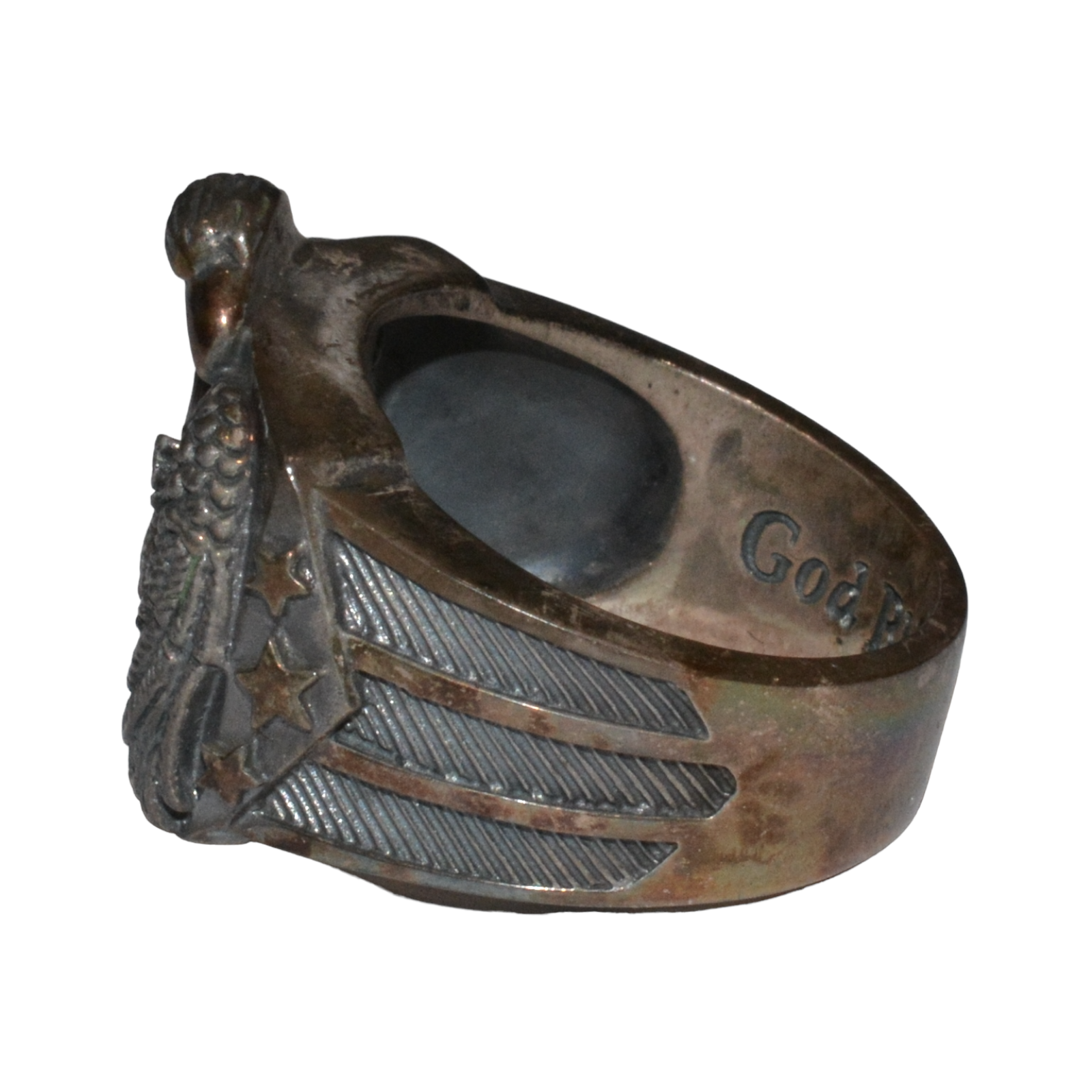 BGE God Bless America Sterling Silver Black Onyx Eagle Ring! Size 11.75 ...