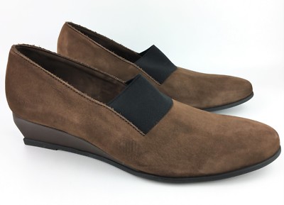 Arche 'Emyone' Brown Nubuck Slip-ons Wedge Pumps sz: 37.5 US 7 - $365 ...