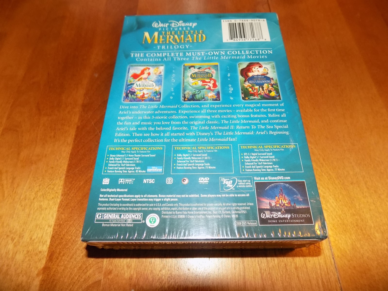 THE LITTLE MERMAID TRILOGY 3Movie Collection Lithographs Walt Disney ...