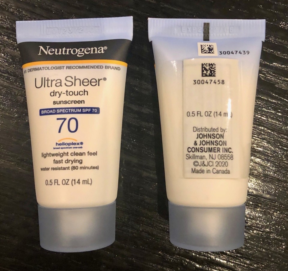 Neutrogena Sheer Ultra Dry-Touch Sunblock SPF 70 Travel Sz. .5 oz Lot X ...