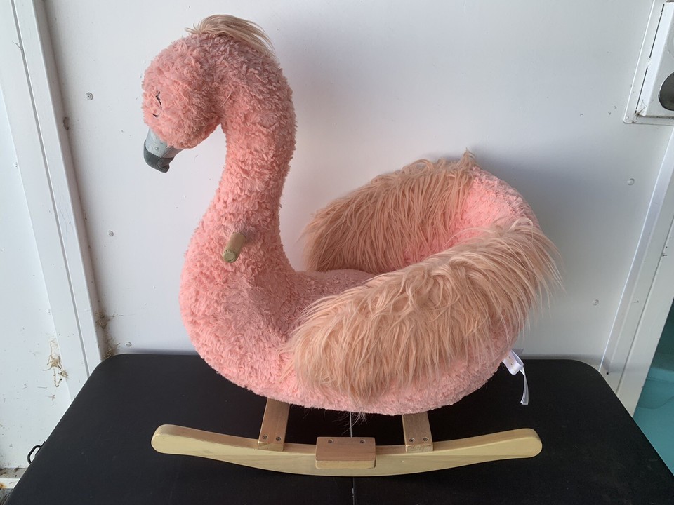Pink Flamingo Kids Rocking Chair Soft Landing Sit-in Character Rocker ...