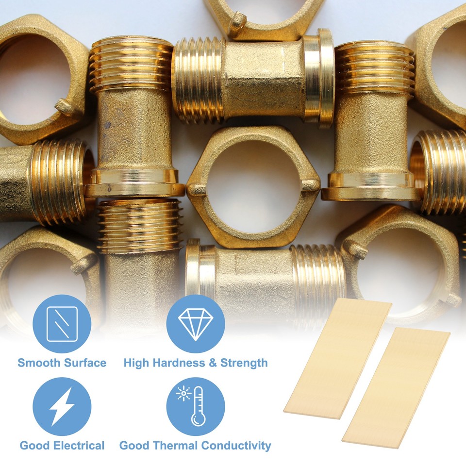 2 Pcs Brass Flat Bar Stock, 0.31"x3.94"x12" Square Metal Solid Brass ...