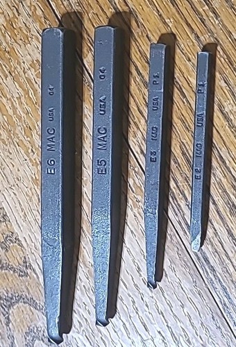 Mac 4pc. E2, E3, E5, E6 Broken Screw Spiraled Twist Flute Extractor Remover Set | eBay