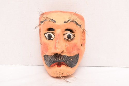 Vintage MEXICAN FOLK ART Carved WOOD DANCE MASK Guerrero Bearded Man ...