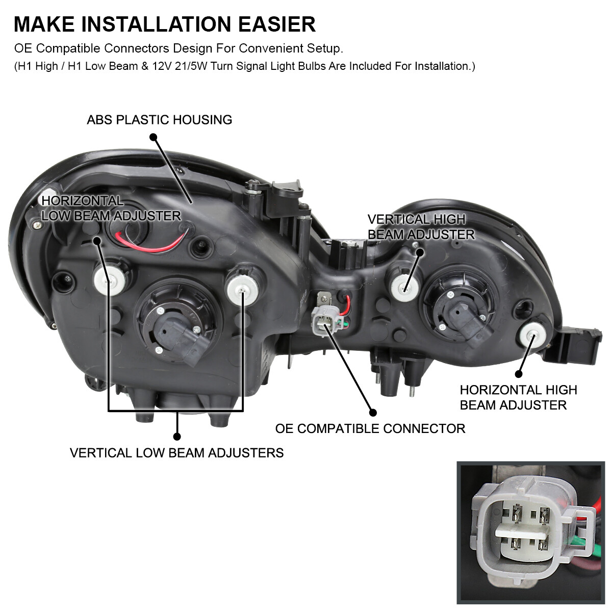 Black Fits 1998-2005 Lexus GS300 GS400 LED Strip Projector Headlights ...