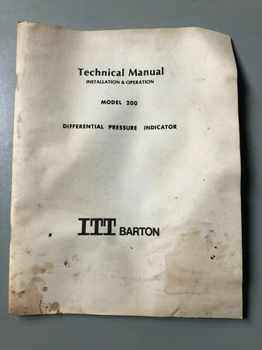 ITT Barton Technical Manual Model 200 Differential Pressure Indicator ...
