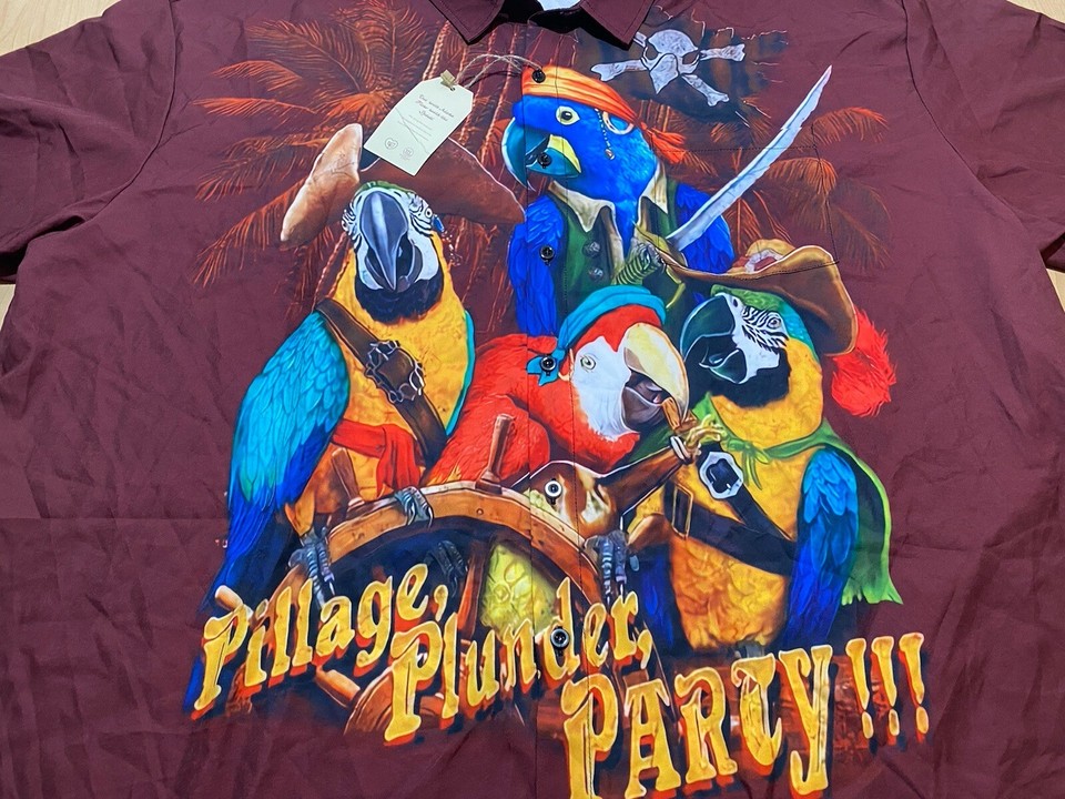 Hardaddy Shirt Hawaiian Plunder Party NEW Beer Parrots Drinks Bowling ...