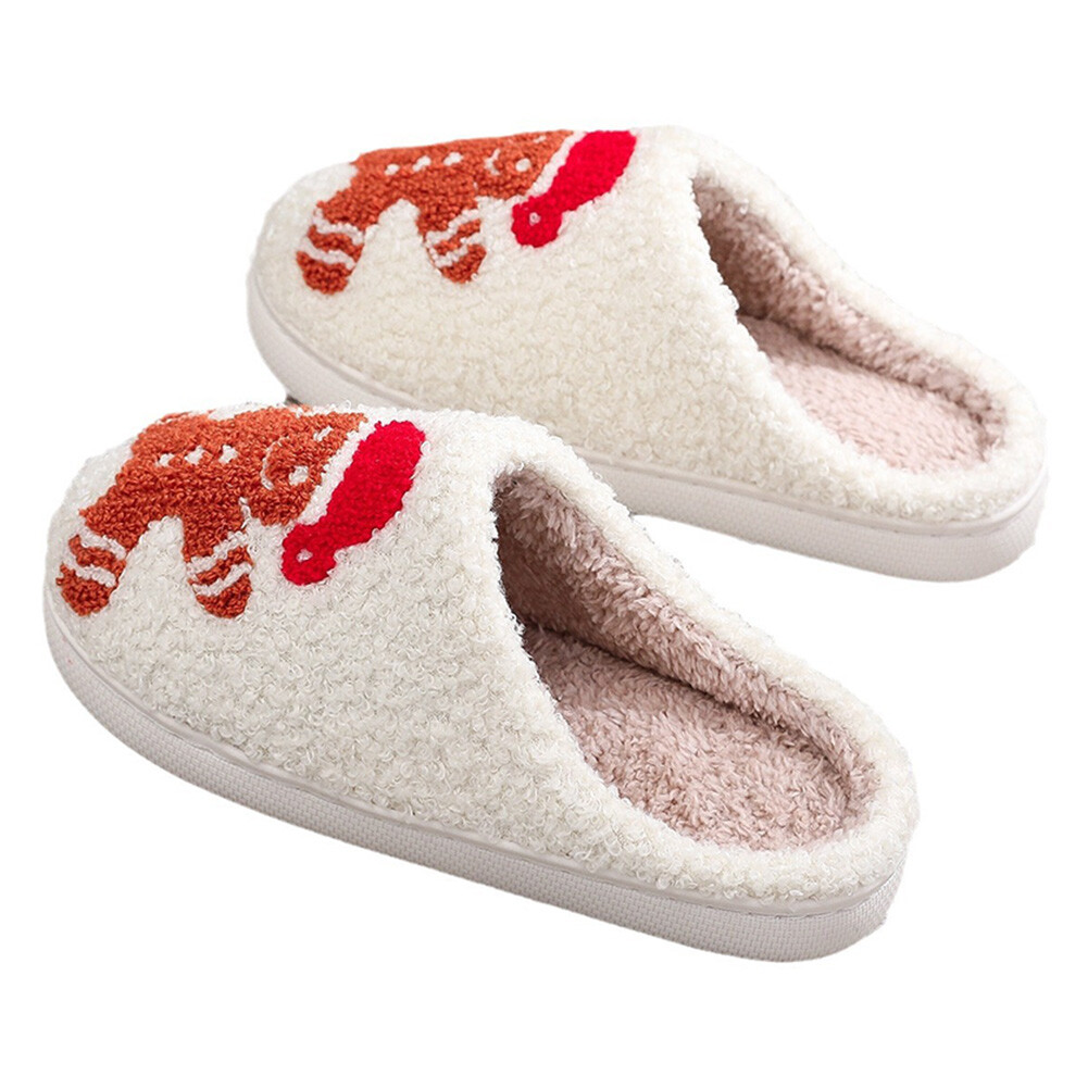 Gingerbread Man Fuzzy Indoor Slippers Cozy Cute for Winter Indoor (36 ...