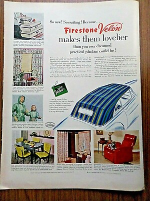 1953 Firestone Velon Plastic Ad Upholstery Materials Furniture ...