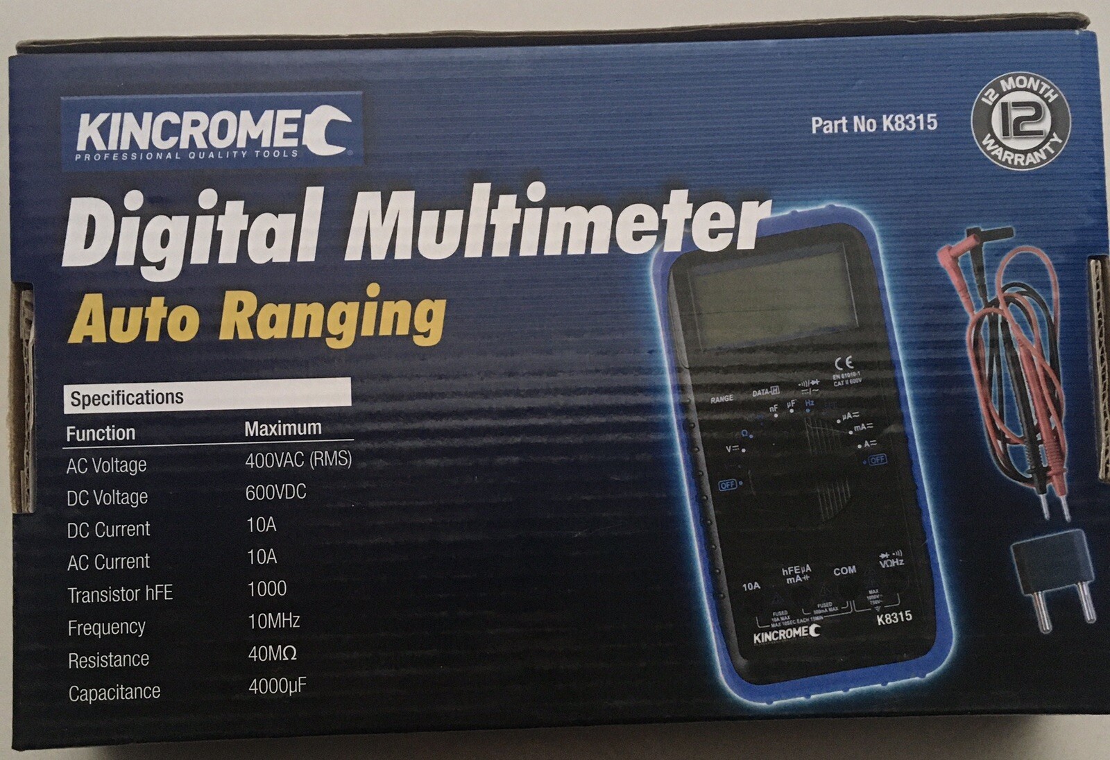 New Kincrome Auto Range Digital Multimeter Auto Ranging K8315 AC/DC ...