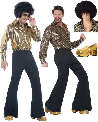 Hippie Dude 1960s Disco Party Halloween Costume + Afro Wig + Gogo ...