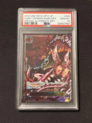 PSA10 Saint Topman Warcury Red Parallel OP13 Alt Art Rare red One Piece ...