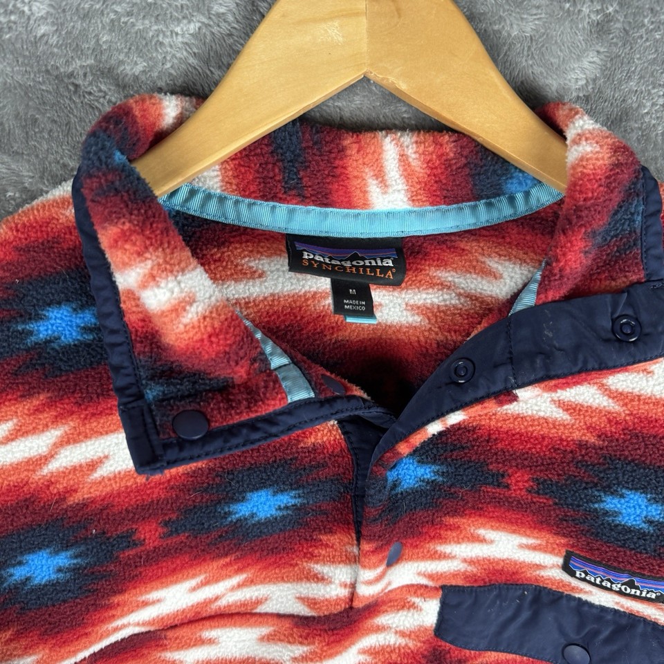Patagonia Synchilla Snap-T Fleece Pullover Red/Blue Aztec Pattern ...