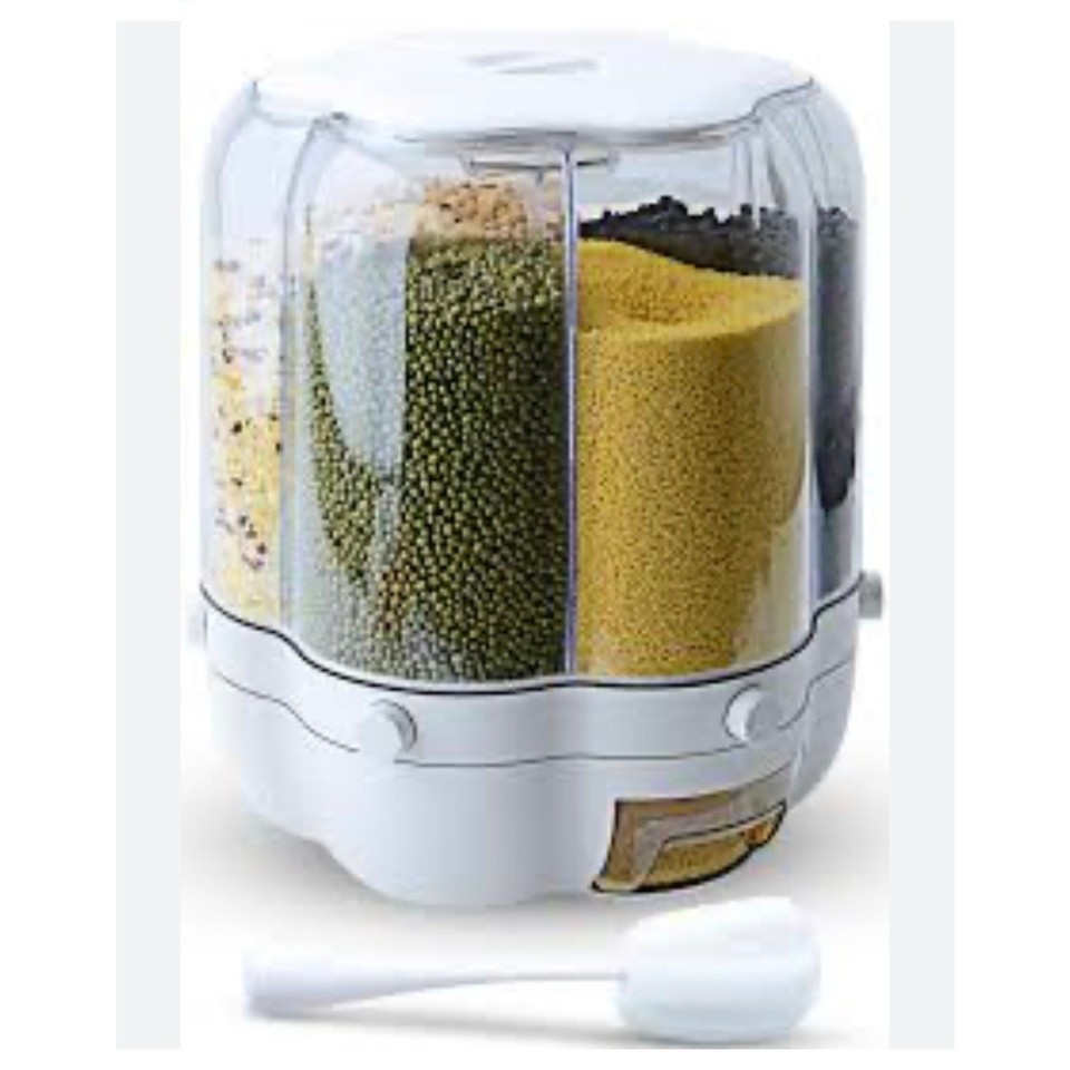 NEW Rice And Grain Storage Container 360 Degree Rotating Food Despenser ...